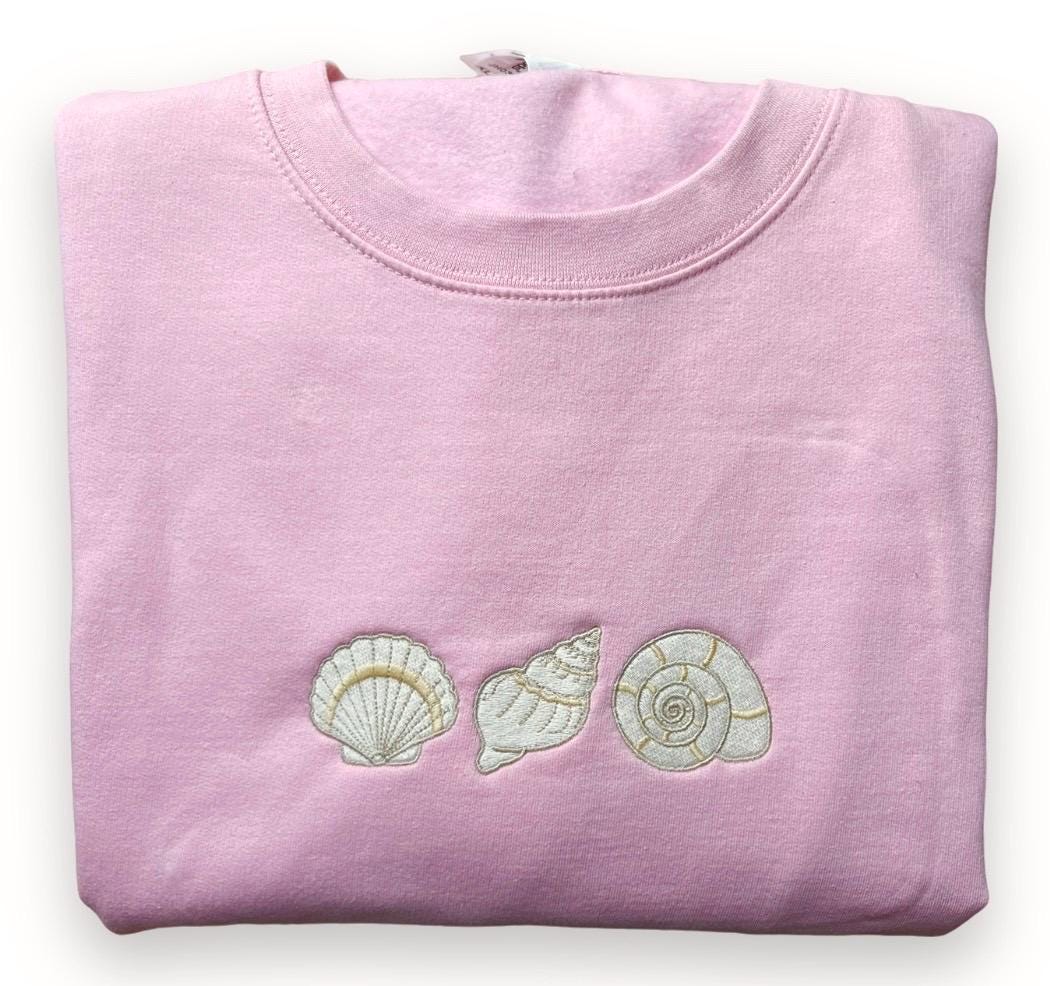 Seashell Embroidered Sweatshirt, Beach Lover, Nature, Sea, Holiday Gift ...