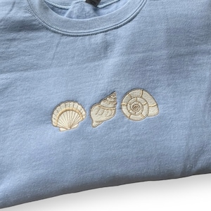 Seashell Embroidered Sweatshirt, Beach Lover, Nature, Sea, Holiday Gift ...