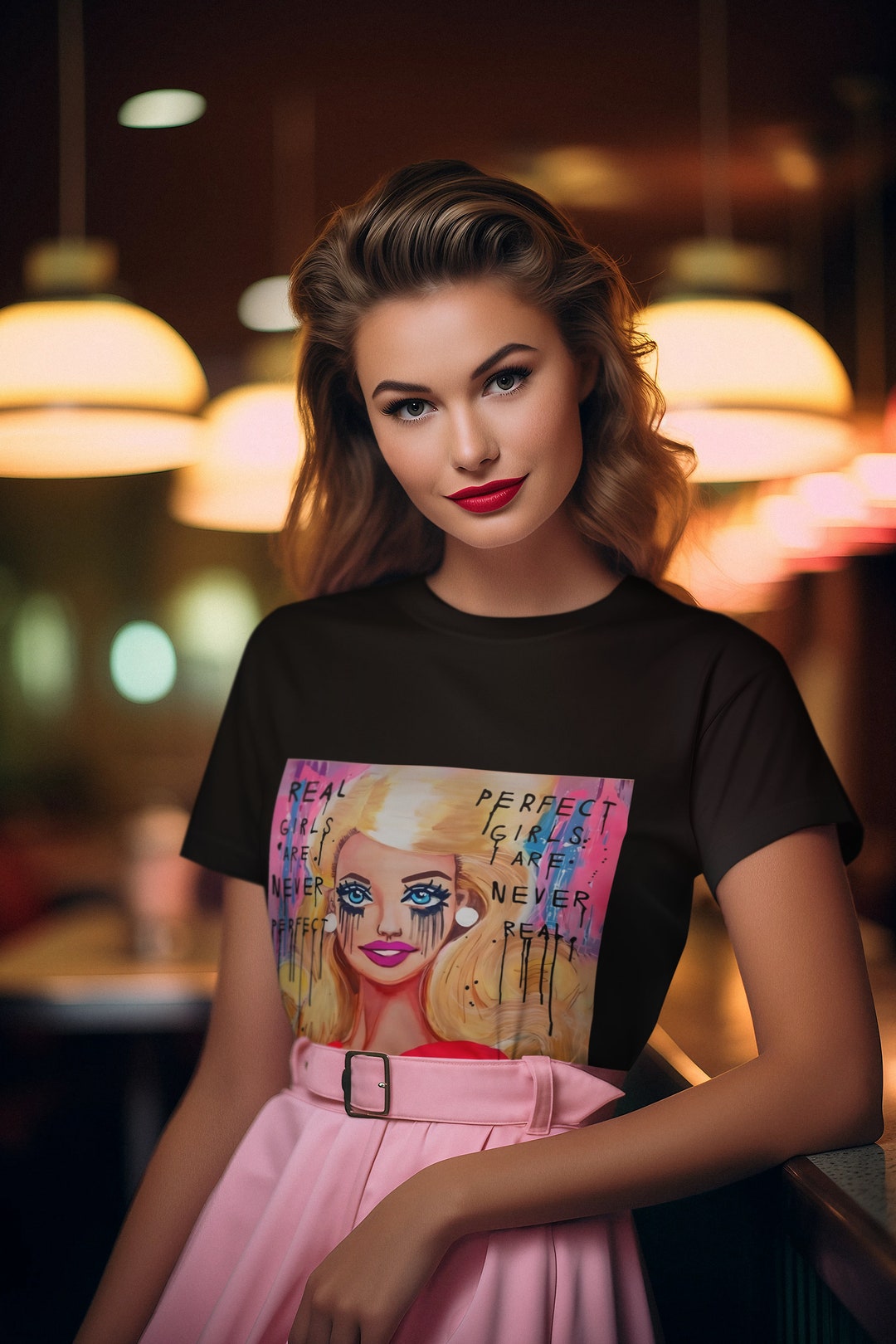 Real Girls Never Perfect Tee: Barbie Face Graphic - Etsy