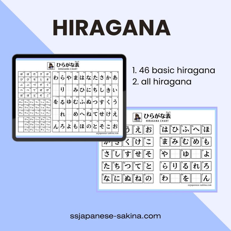 Hiragana and Katakana Complete Chart Pdf - Etsy