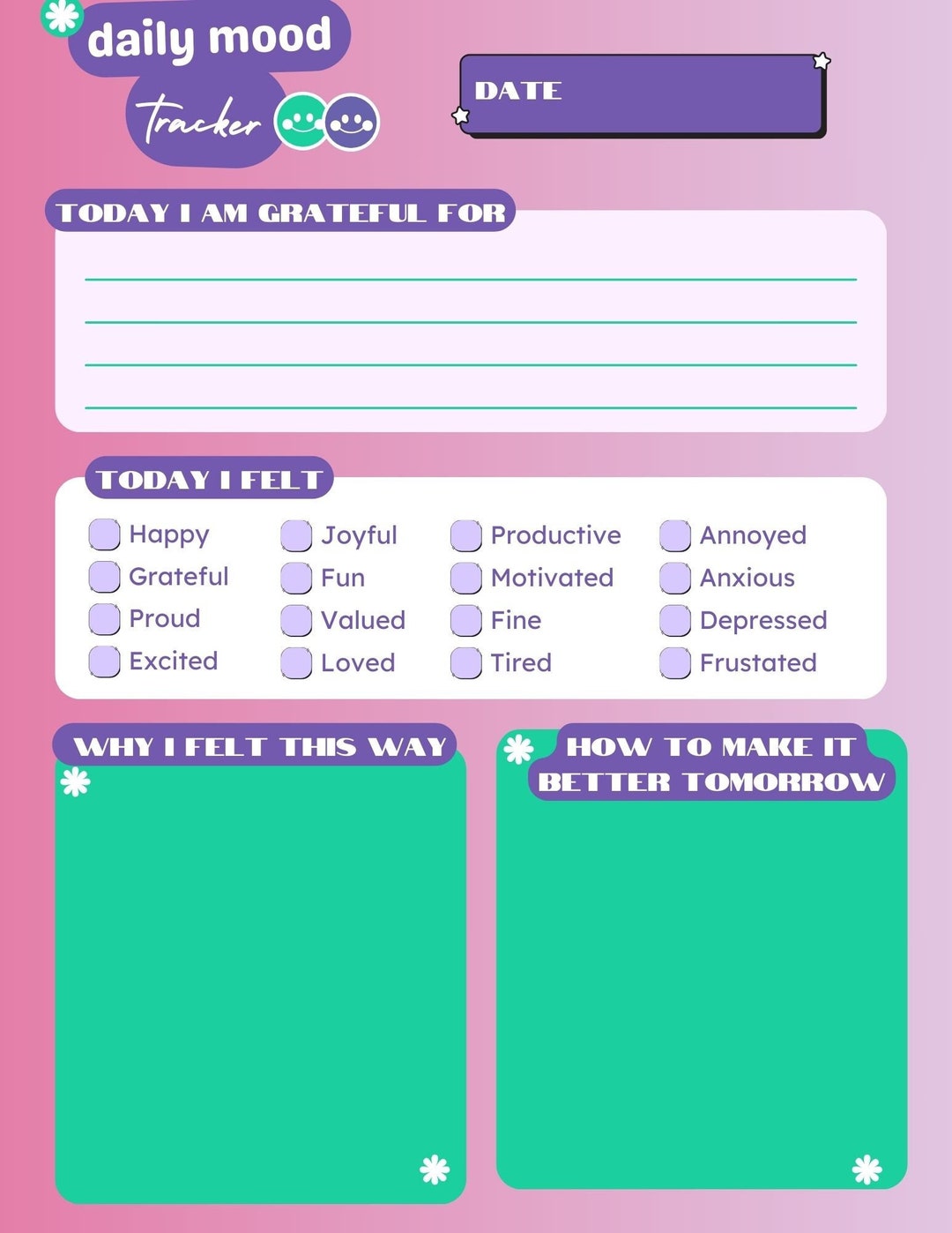 Cute Mood Tracker - Etsy