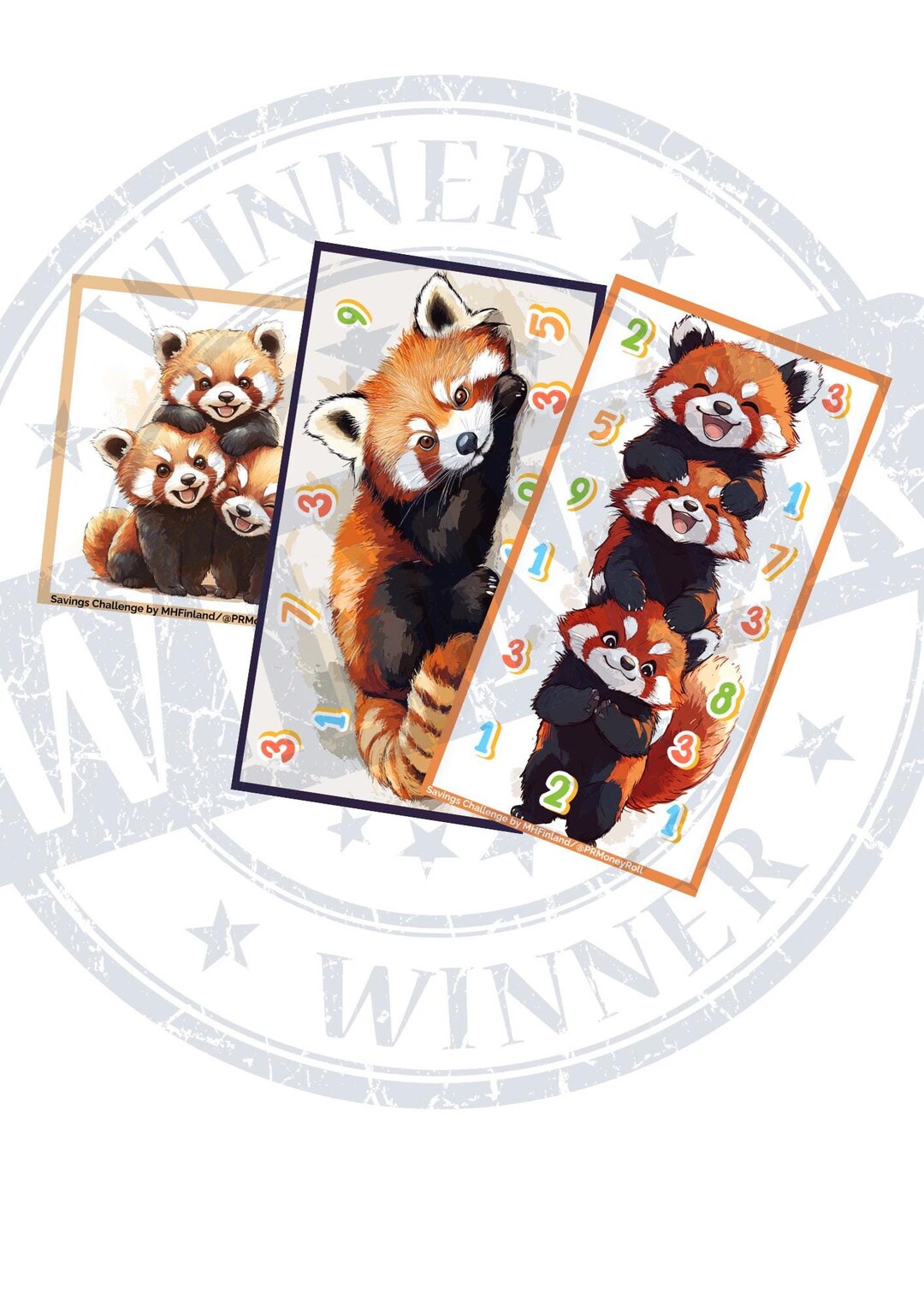 Red Panda A6 Savings Challenge Set | Cute Animal Budget Tracker ...