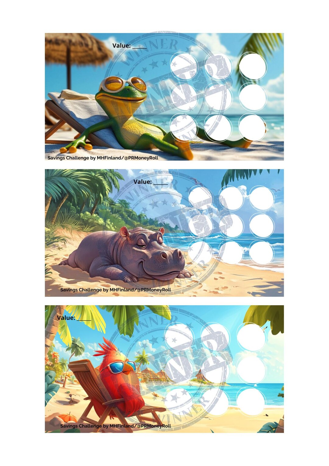 Mini Beach Savings Challenge Games Digital Download Bundle Animal Beach ...