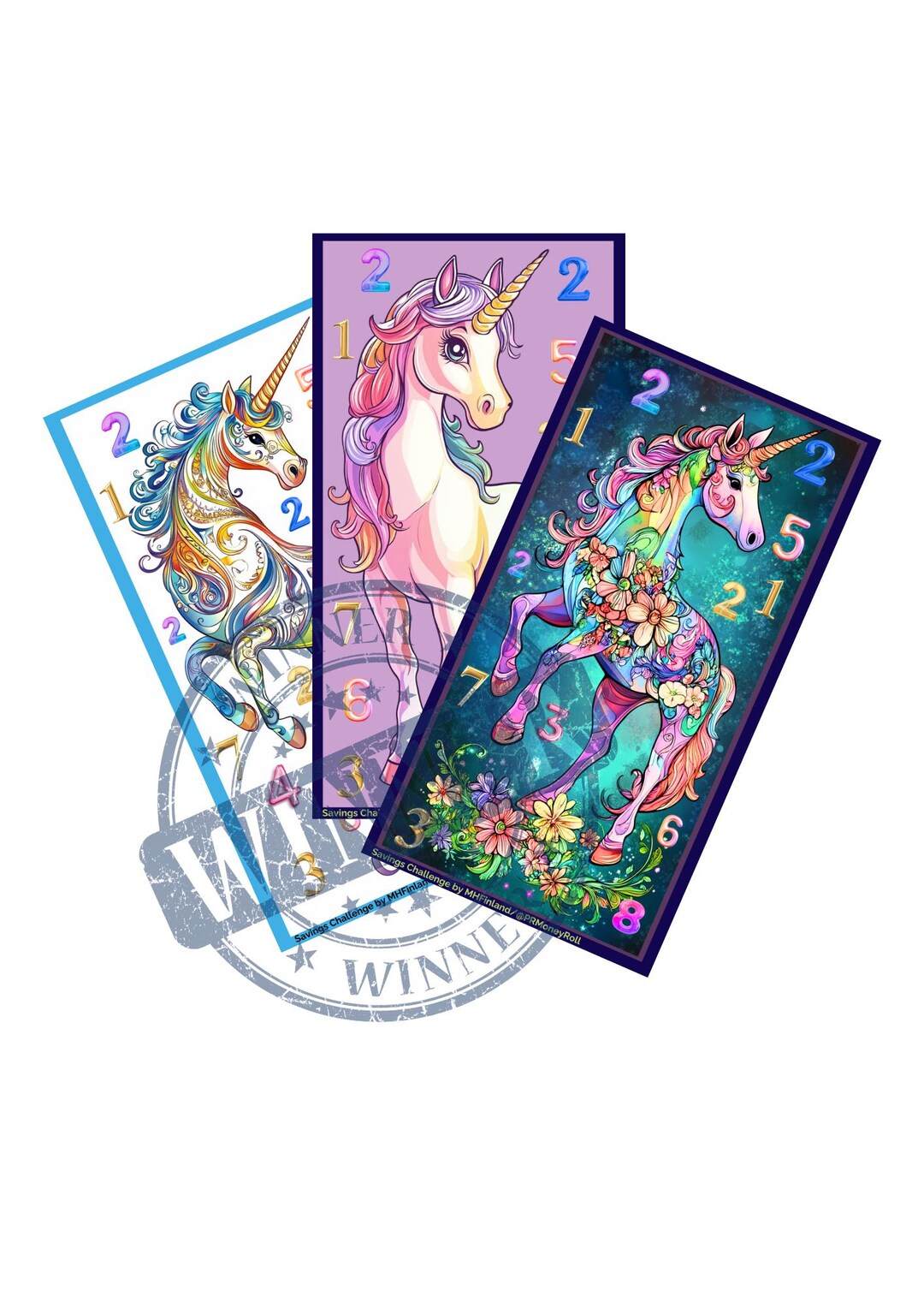 Unicorn A6 Savings Challenge Set Digital Download Unicorn Savings Game ...