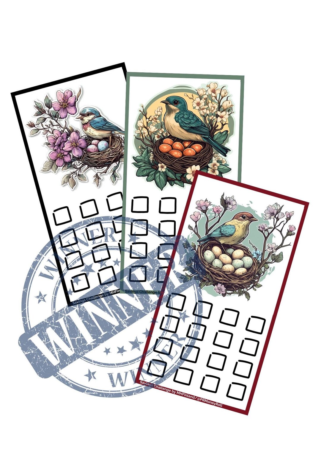 Nesting Bird A6 Savings Challenge Set Digital Download Money Saving ...