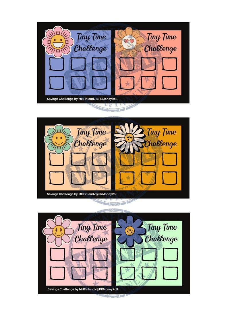 Tiny Savings Challenges Micro Savings Challenges Small Flower Cash ...