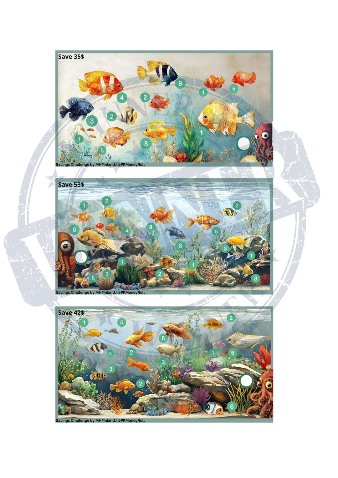 Fish Tank Savings Challenge Set Digital Download Fish Tank Savings Game ...