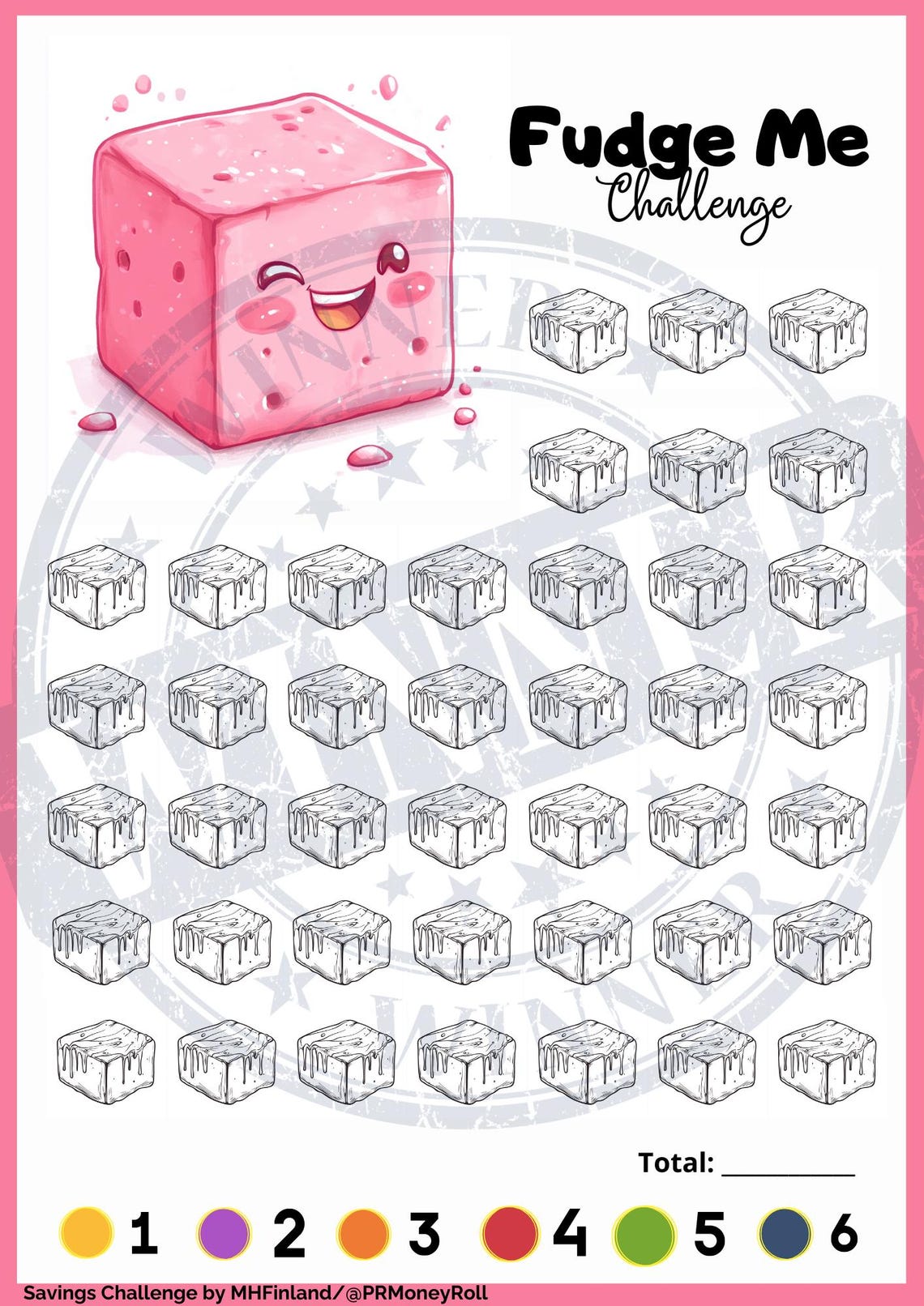 Fudge Savings Challenge Digital Download Bigger Savings Game Color Dice ...