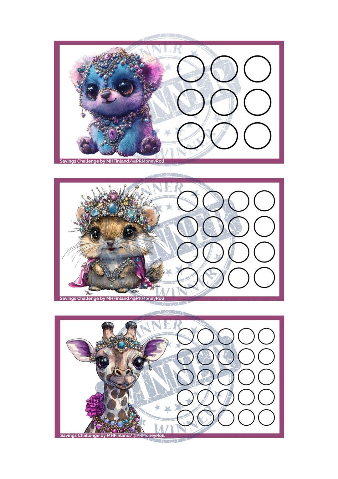 Bling Bling Savings Challenge Set, Glam Budget Trackers, Fun Printable ...