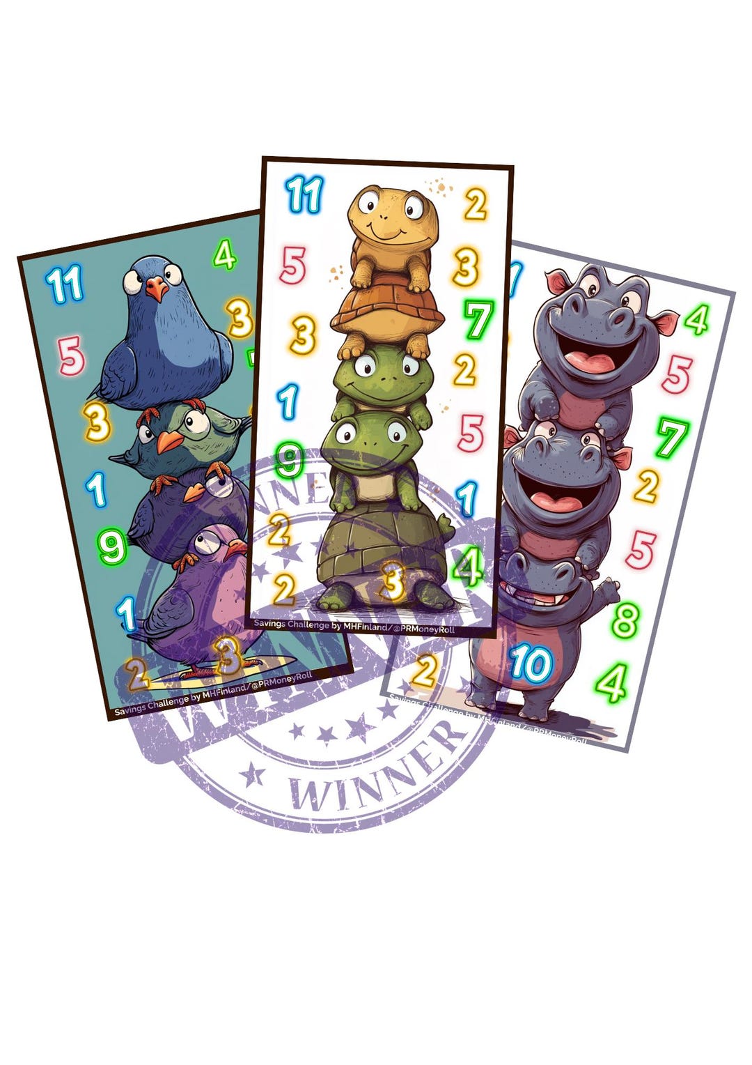 Animal Stack Savings Challenge Set Digital Download Cute Animal Pile ...