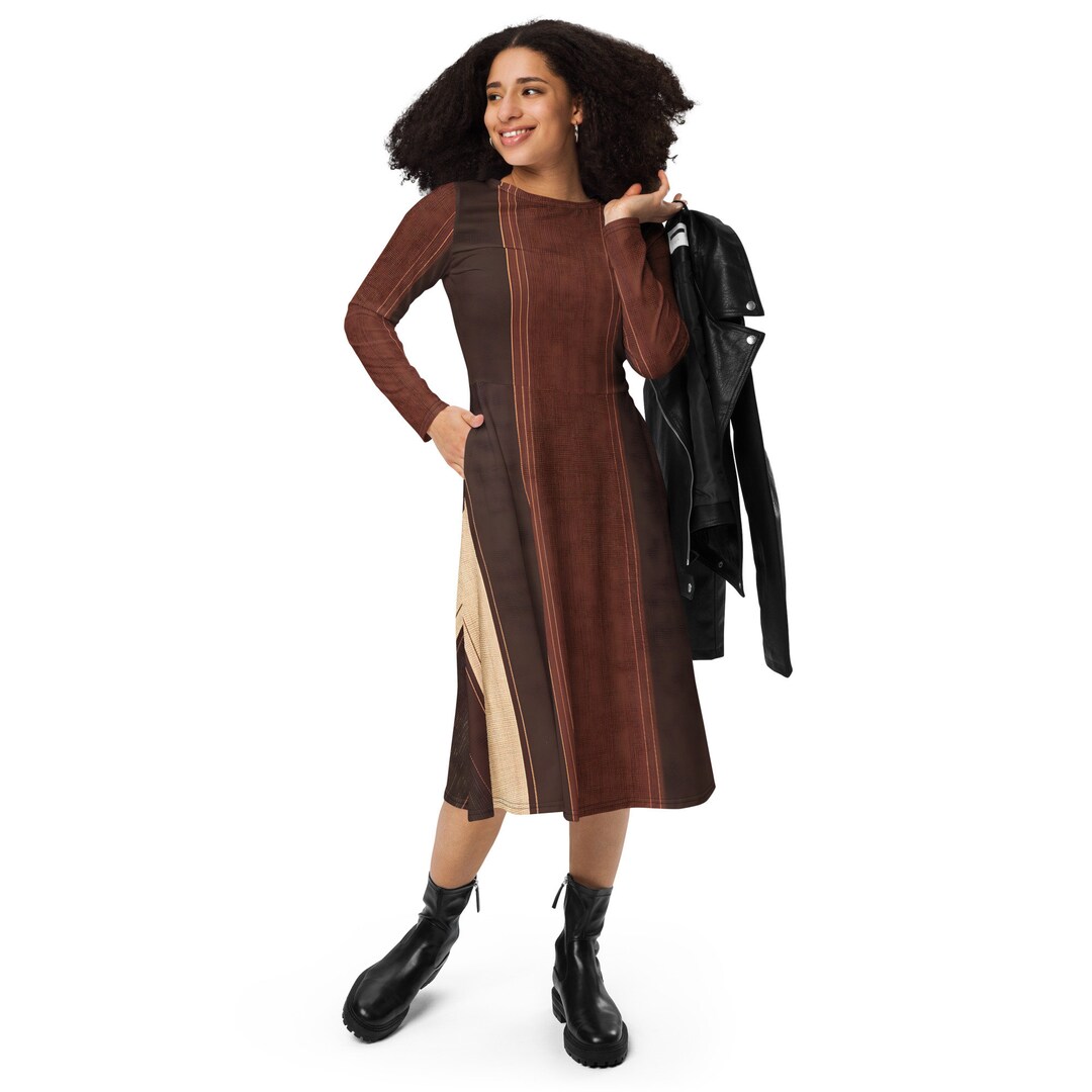 Vintage Design Dress Modest Medieval Design Dress All-over Print Long ...