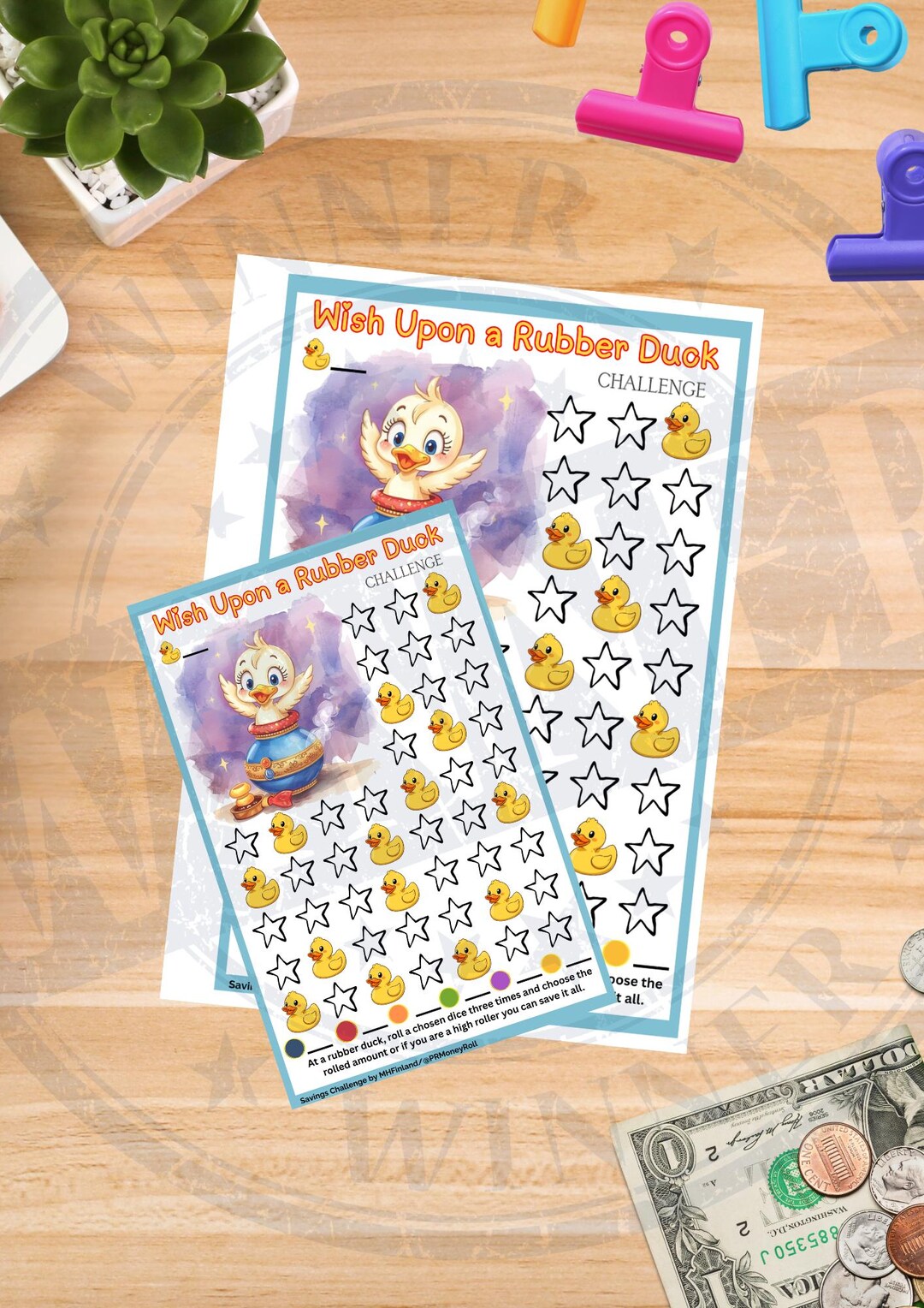 Wish Upon a Rubber Duck Savings Challenge Printable | A4 A5 Budget Game ...