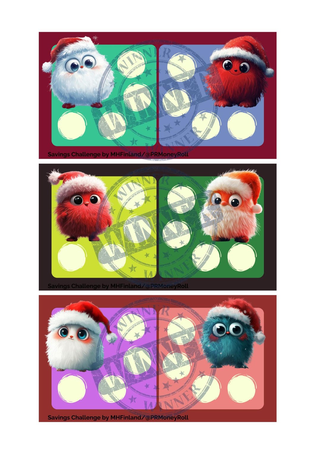 Fluffy Christmas Set of 3 Tiny Saving Challenge Bundle Cute Fluffy ...