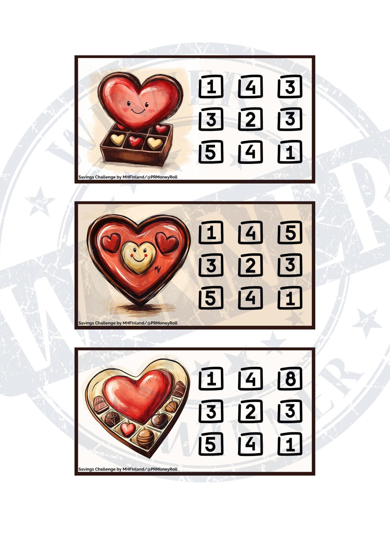 Valentine's Chocolates Savings Challenge Set of 3 Digital Download ...