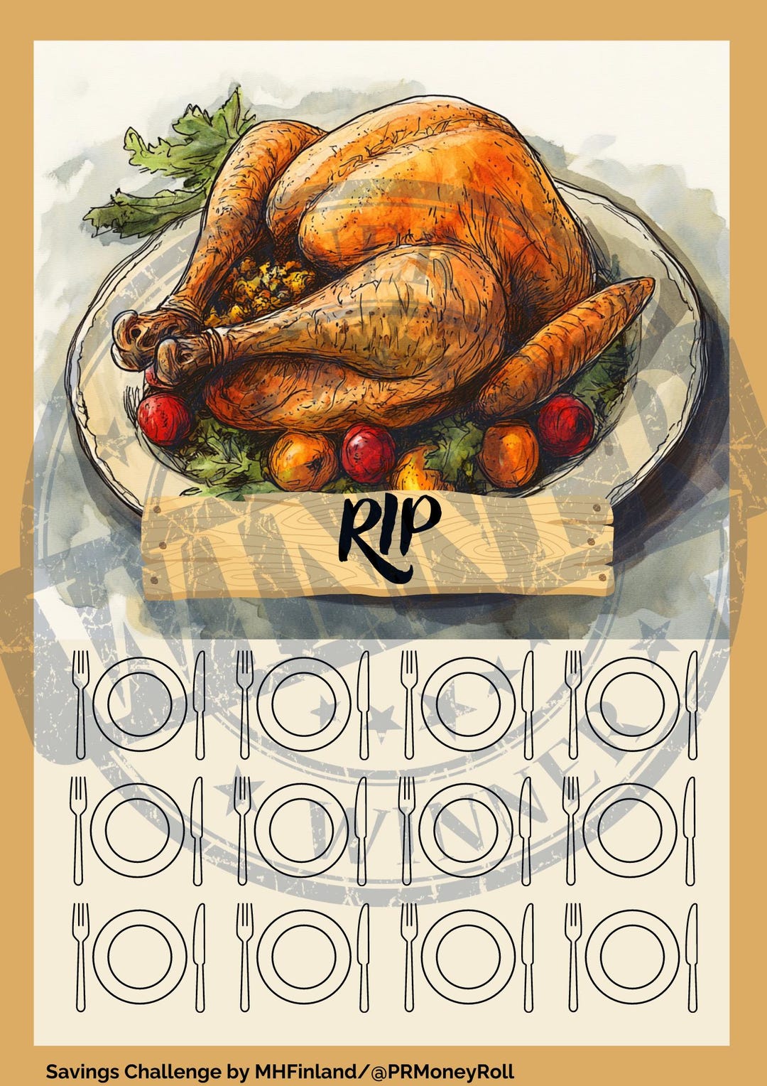 Funny Thanksgiving Day Savings Challenge RIP Turkey Cash Stuffing ...