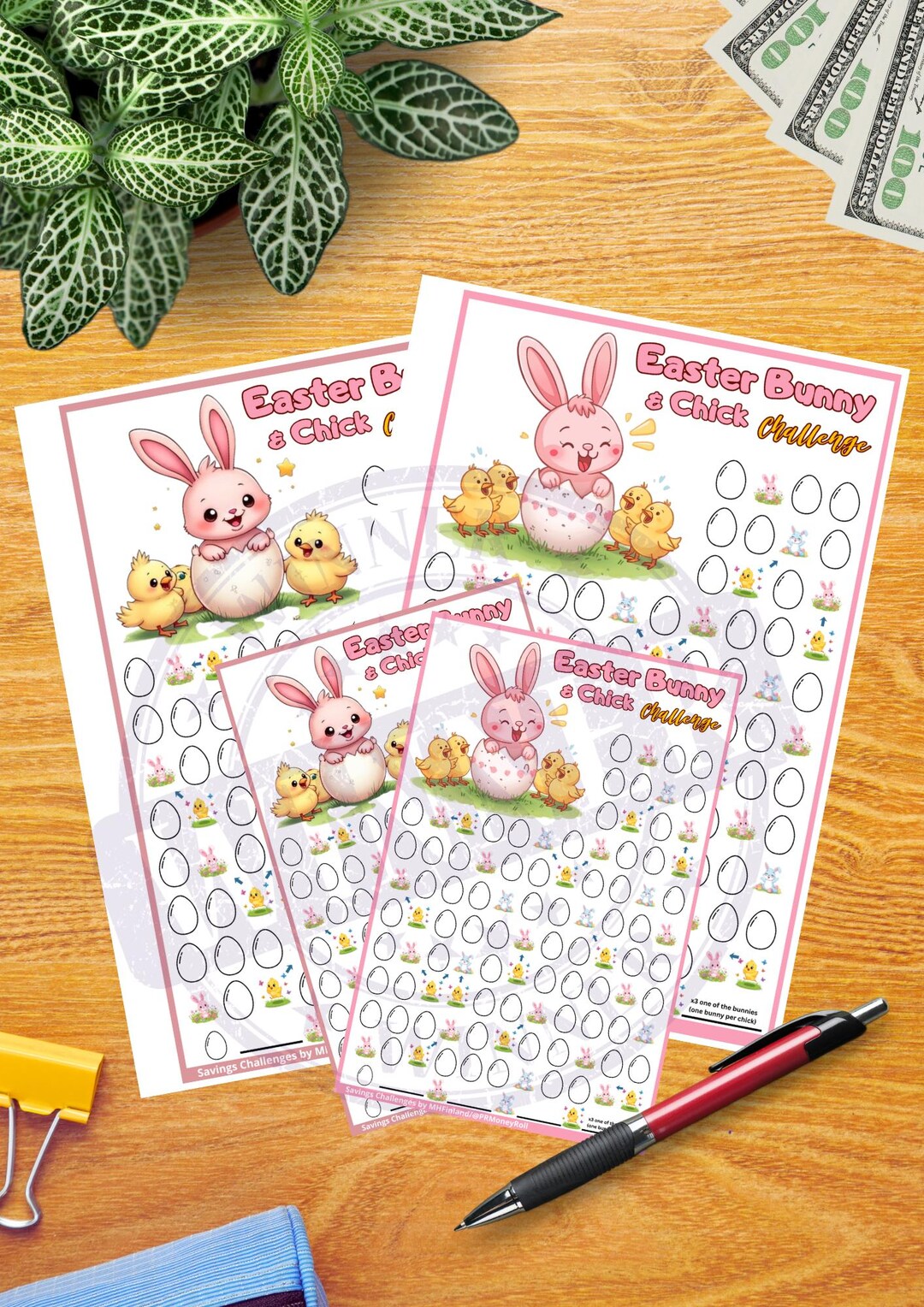Easter Bunny and Chick Challenge Printable | A4 A5 Savings Game | Roll ...