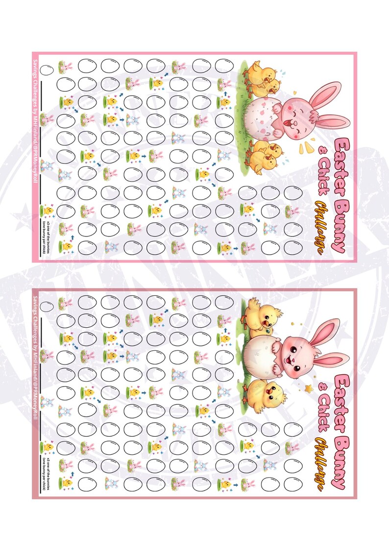 Easter Bunny and Chick Challenge Printable | A4 A5 Savings Game | Roll ...