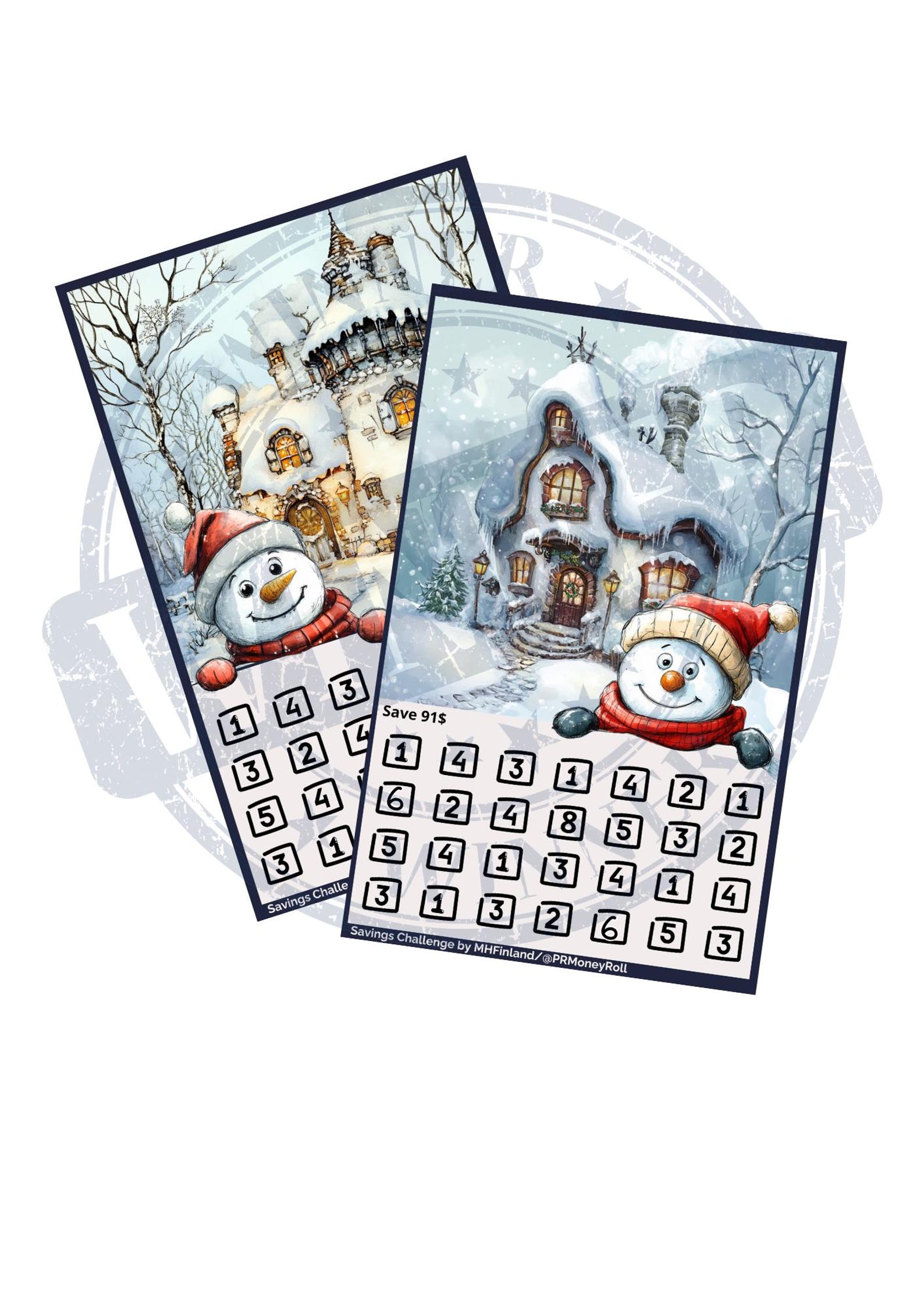 A5 Snow Castle Savings Challenge Set Digital Download Snowman Savings ...