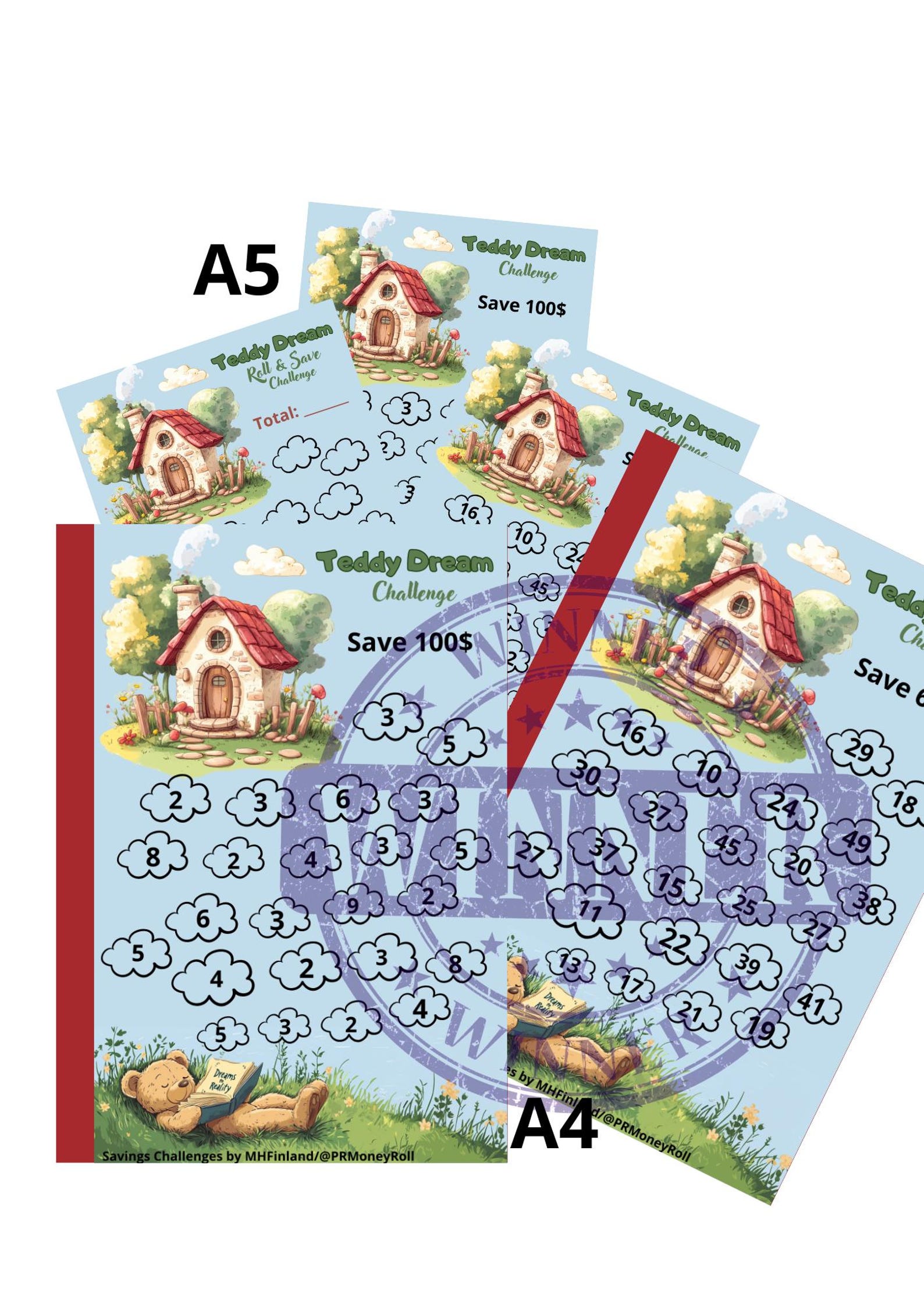 Teddy Dreams Savings Challenge Set Digital Download Budgeting Challenge ...