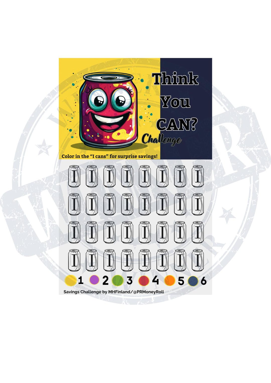 I CAN Savings Challenge | Digital Download | A5 Color Dice Saving Game ...
