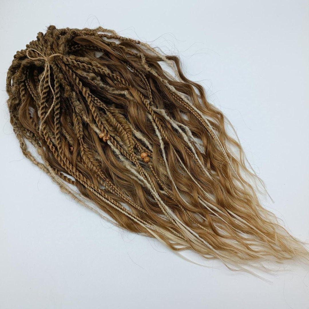 Curly Ombre Dreads, Brown to Blonde Wave Dreadlocks, Synthetic Handmade ...
