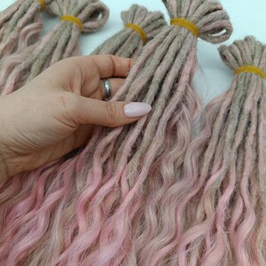 Pink Сurly Dreads / Beige to Pink Ombre Dreadlocks / Full Head DE & SE ...