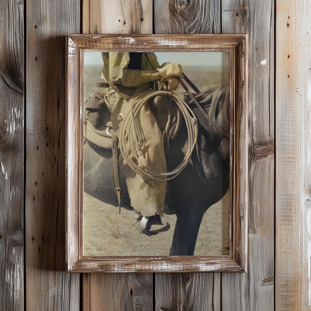 Vintage Cowboy Print | Western Wall Art | Rustic Ranch Decor | Antique ...