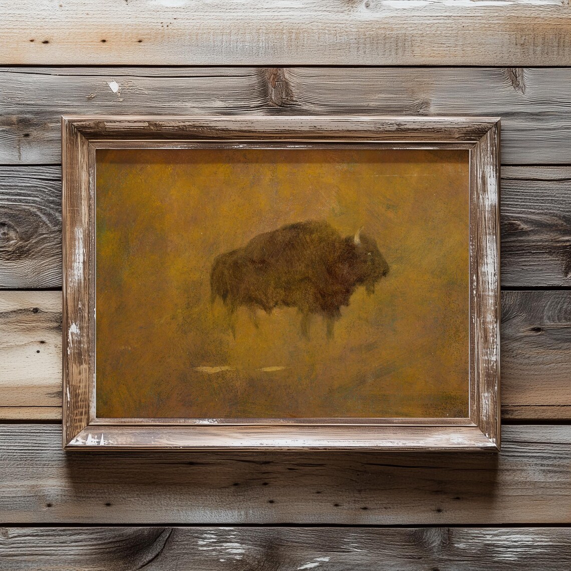 Buffalo in Sandstorm Art Print: Vintage Western Wildlife Painting - Etsy