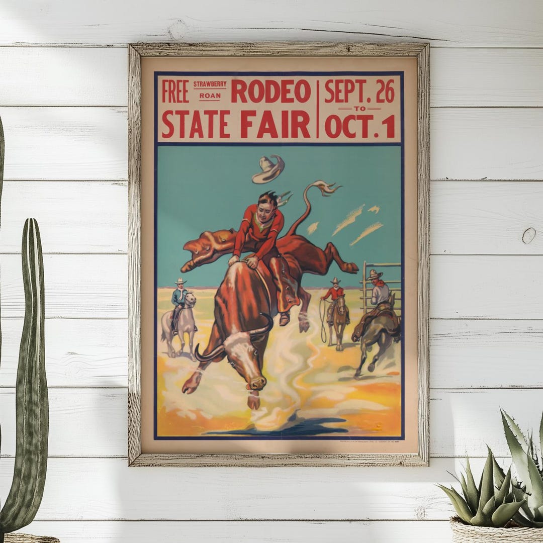Vintage Rodeo Poster Print - Western Wall Art, Cowboy Decor, Country ...