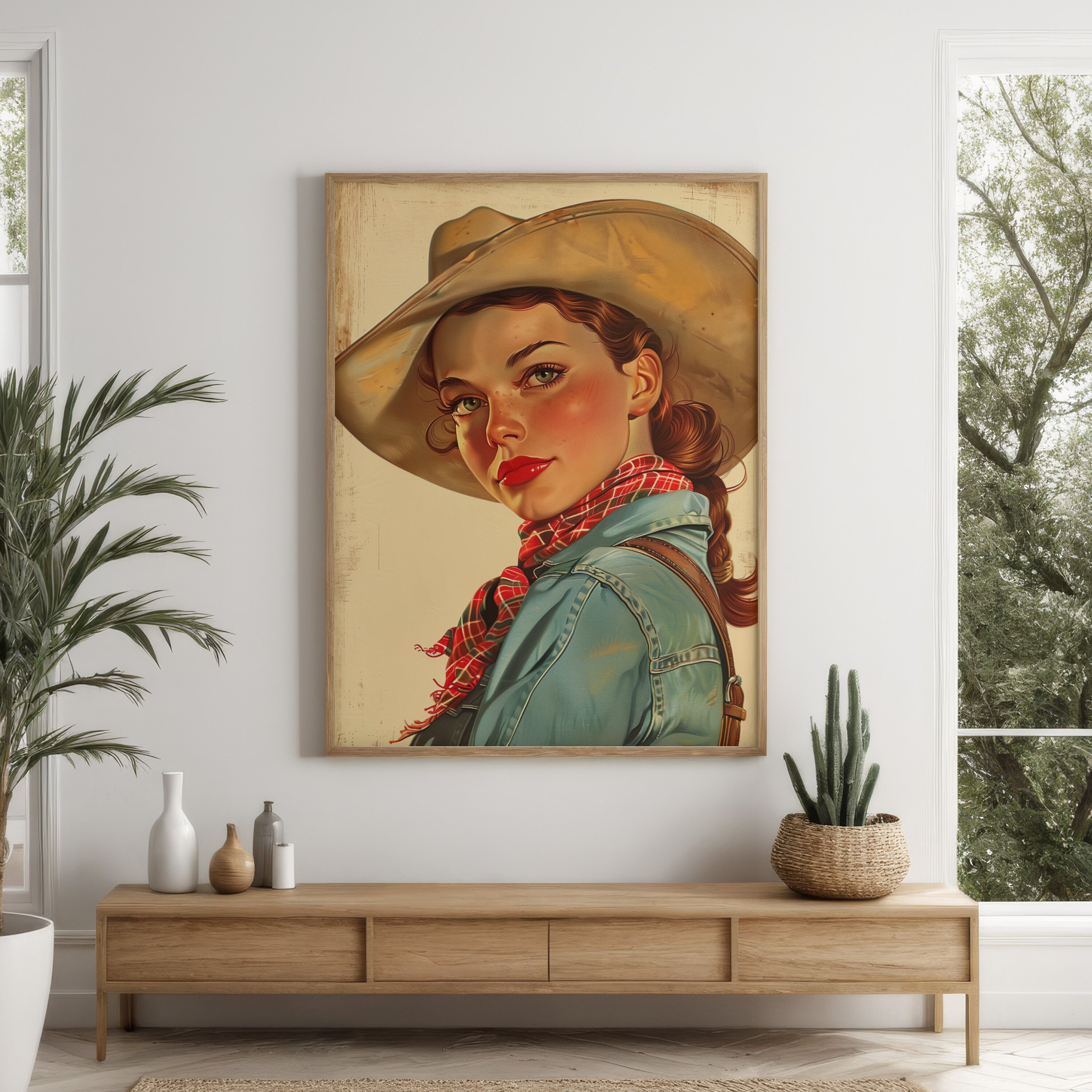 Retro Cowgirl Wall Art Vintage Western Decor Poster, Rustic Home Decor ...