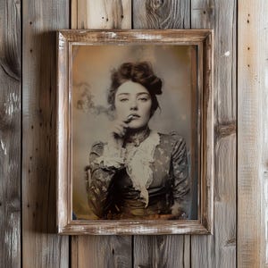 Vintage Saloon Girl Tintype Art Print: Sepia-toned Western Portrait - Etsy
