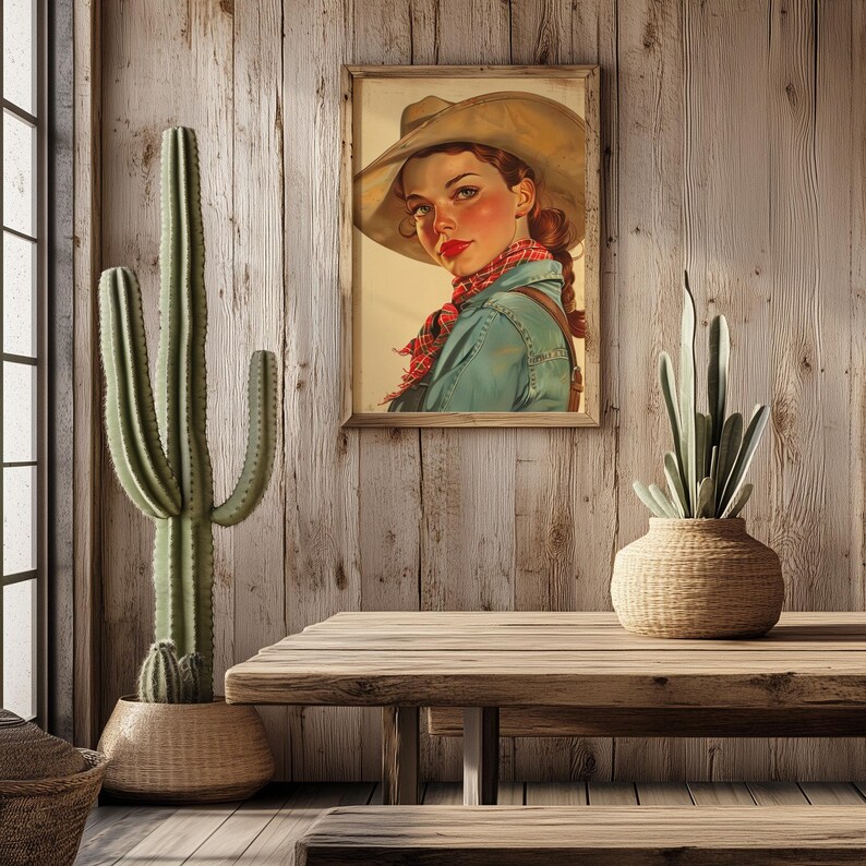 Retro Cowgirl Wall Art Vintage Western Decor Poster, Rustic Home Decor ...