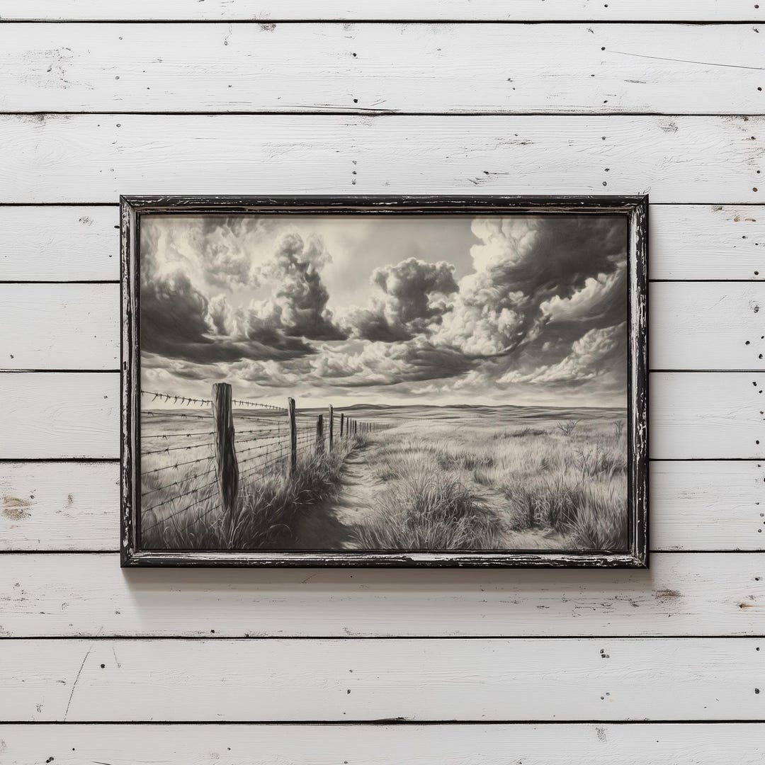 Western Landscape Print - Vintage-inspired Artwork, Rustic Wall Art for ...