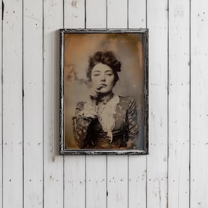 Vintage Saloon Girl Tintype Art Print: Sepia-toned Western Portrait - Etsy