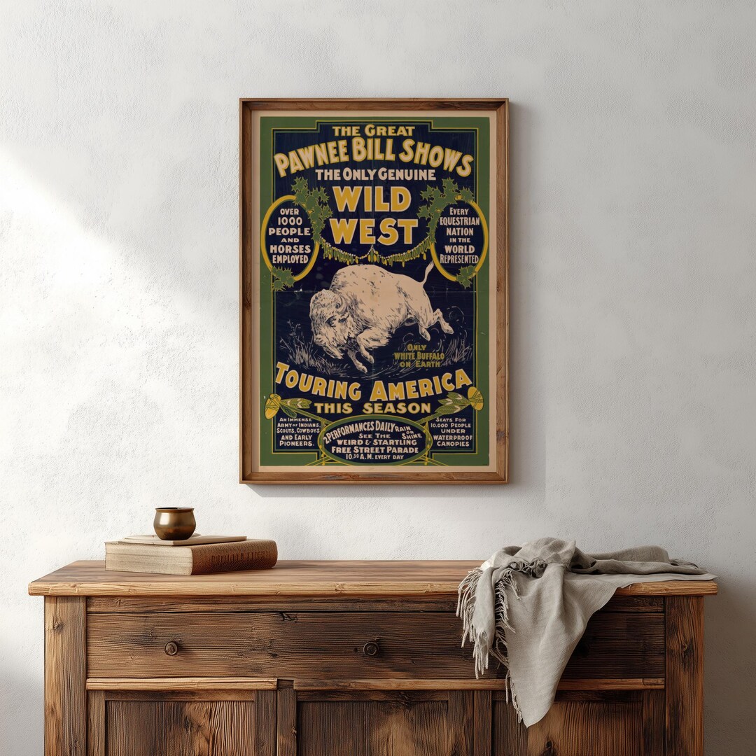 Vintage Wild West Poster: Pawnee Bill's White Buffalo Print - Etsy