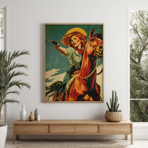 Vintage Cowgirl Poster - Etsy