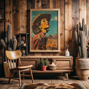 Cowgirl Wall Art Western Vintage Poster - Rustic Home Decor Antique Art ...