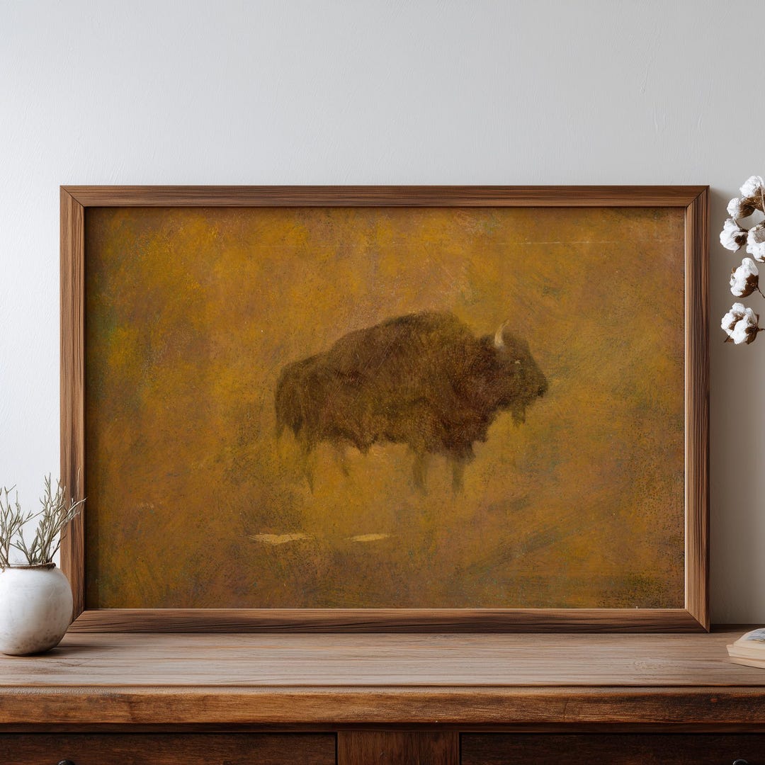 Buffalo in Sandstorm Art Print: Vintage Western Wildlife Painting - Etsy