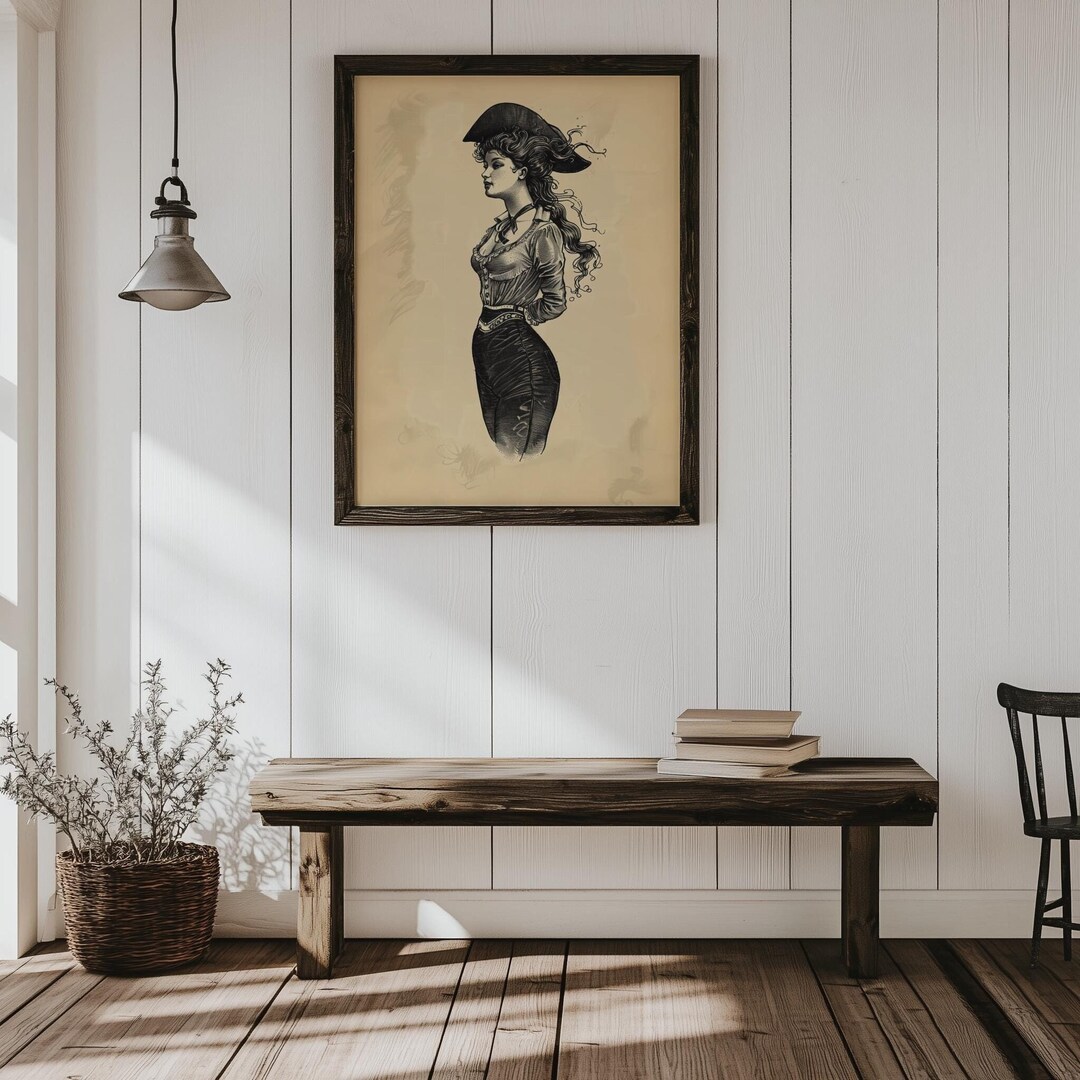 Cowgirl Vintage Poster Art Rustic Western Home Decor Antique Style Wall ...