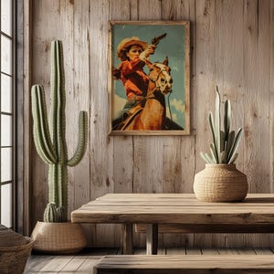 Cowgirl Wall Art Western Vintage Style Poster - Rustic Home Decor ...