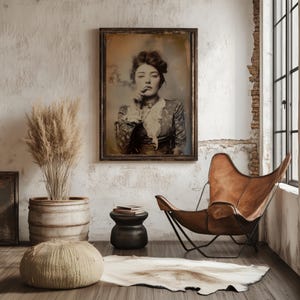 Vintage Saloon Girl Tintype Art Print: Sepia-toned Western Portrait - Etsy