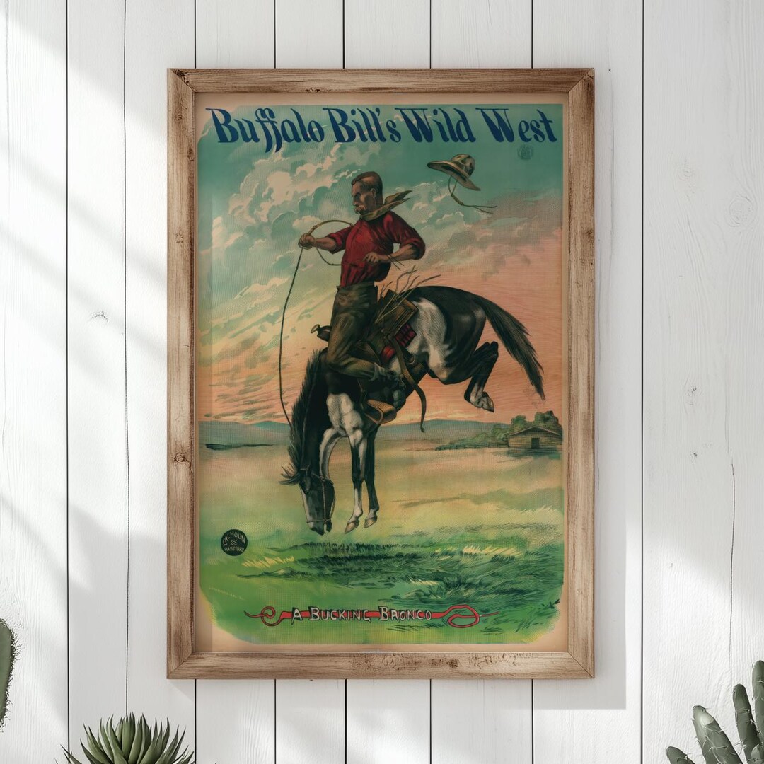 Vintage Buffalo Bill Wild West Poster: Rustic Cowboy Rodeo Art Print - Etsy