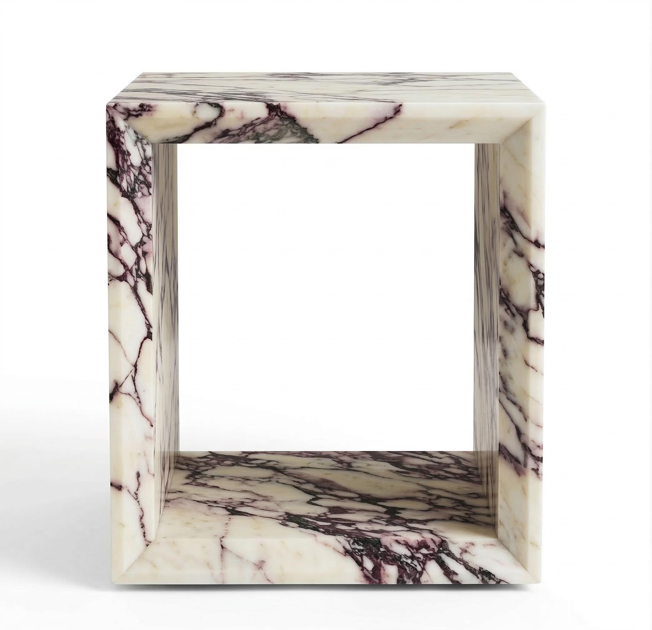 Calacatta Viola Marble Side Table, Italian Natural Stone, Modern ...