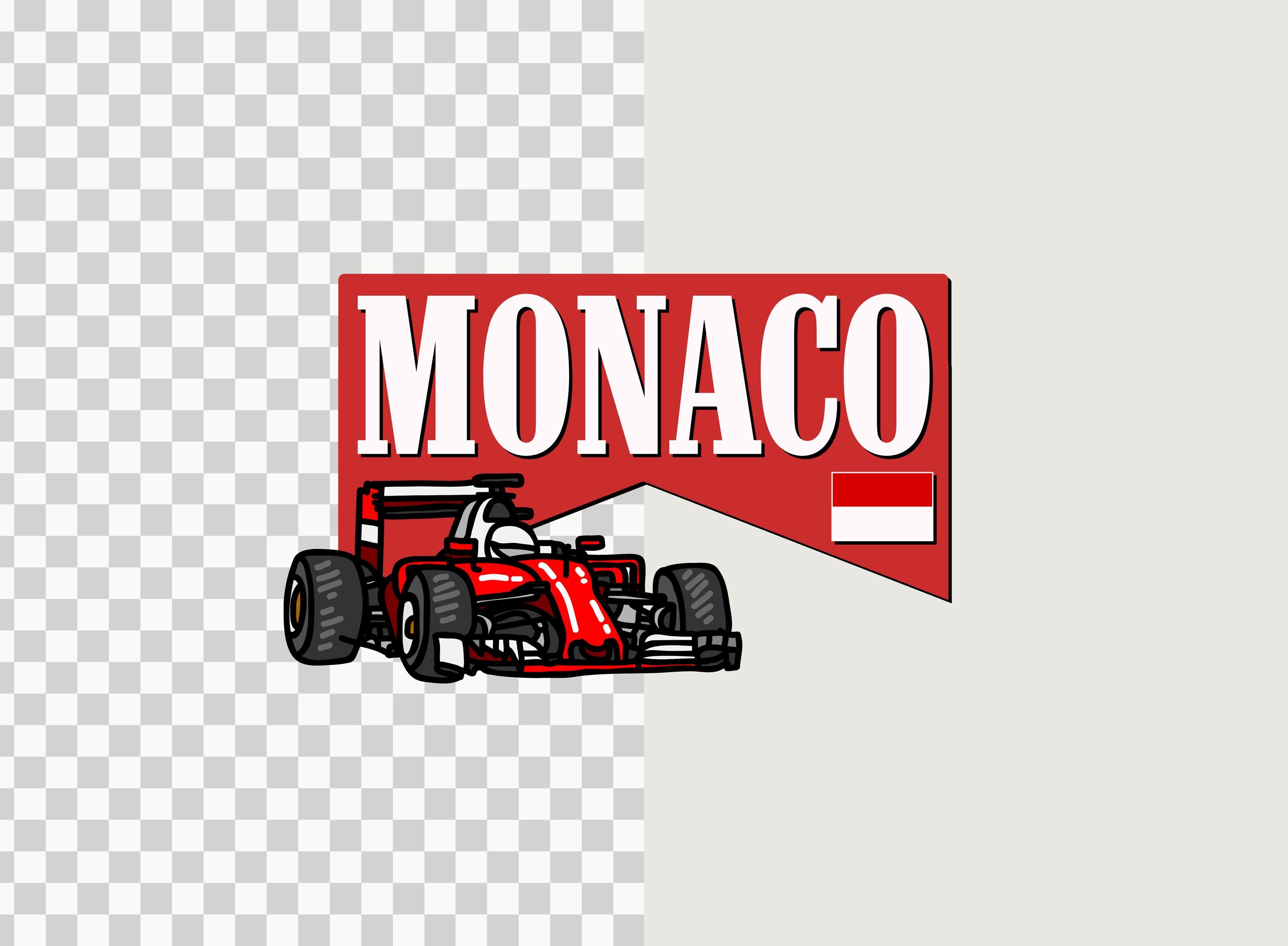 Monaco F1 Car Grand Prix Race Car Modern Racing Graphic Red White Race ...