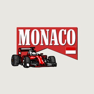 Monaco F1 Car Grand Prix Race Car Modern Racing Graphic Red White Race ...