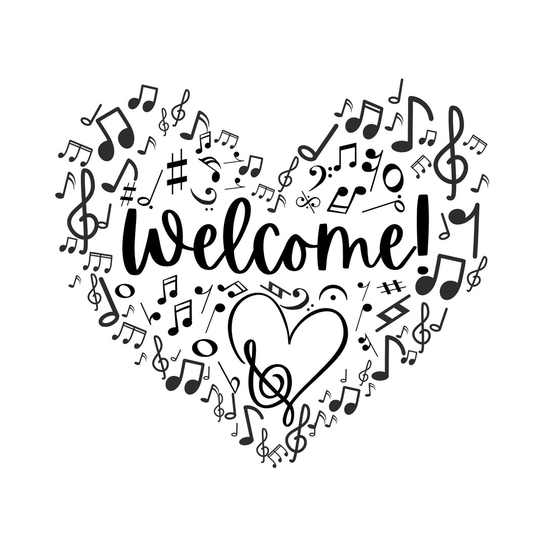 Heart Welcome Sign Music Notes Art Svg and Png, Educational Poster ...