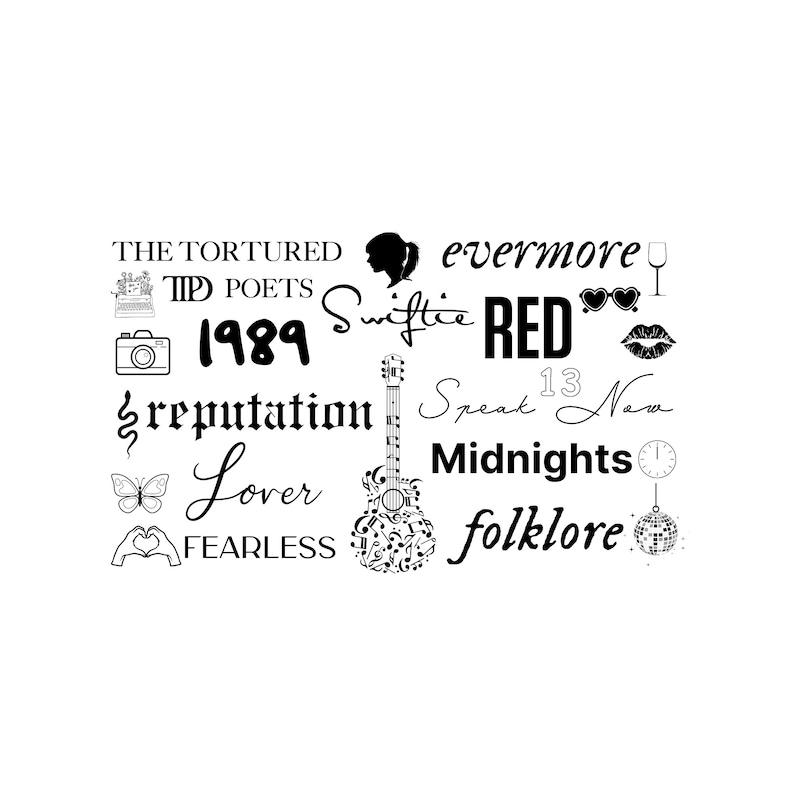 Taylor Swift Albums Titles Rectangular Icons Symbols Svg, Taylor Png ...