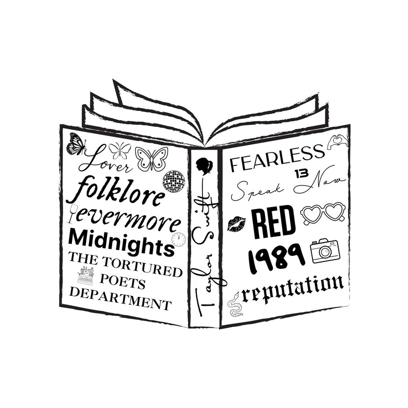 Taylor Swift Book Album Titles SVG, Taylor Png, the Eras Tour, Instant ...