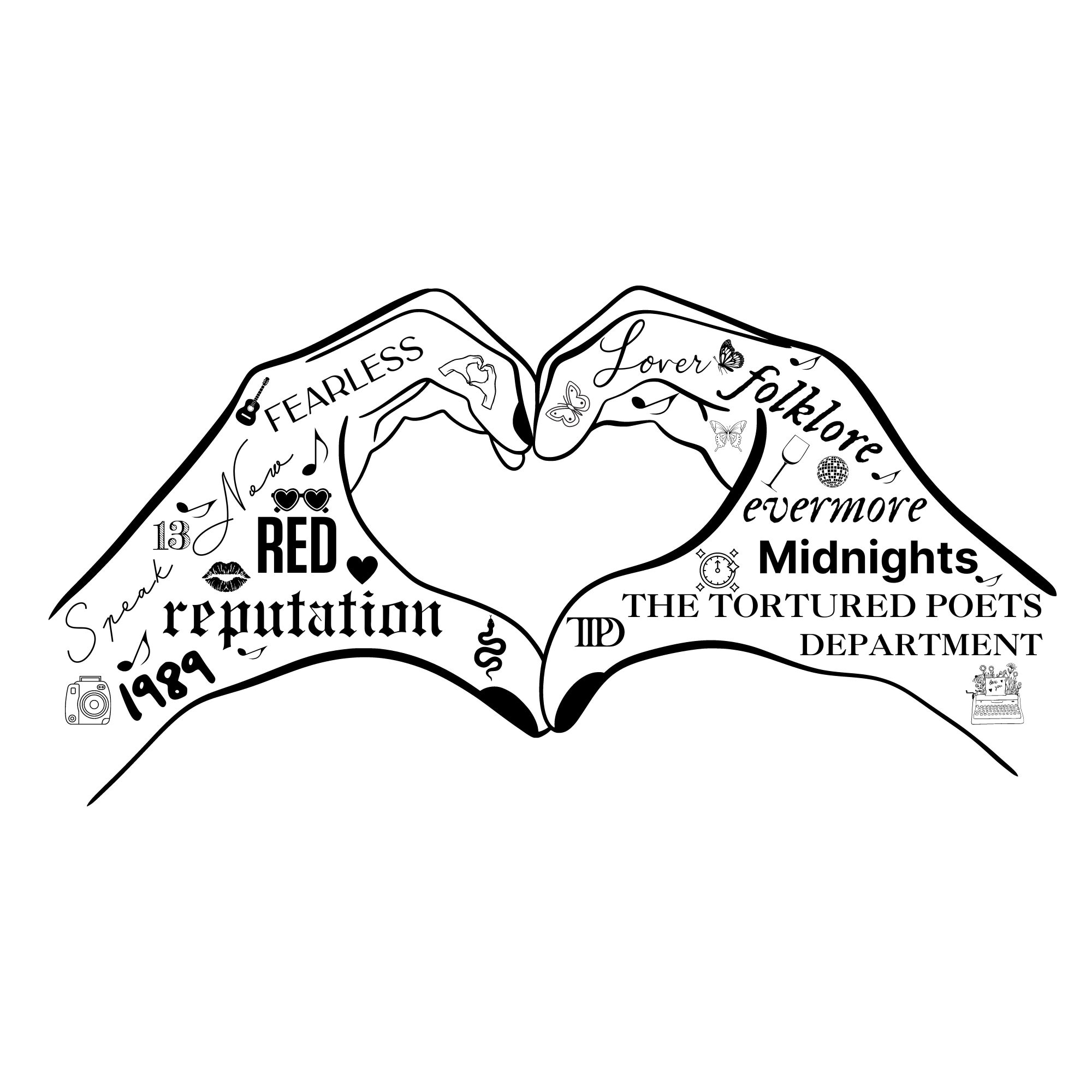 Taylor Swift Album Hand Love Heart Svg, Taylor Png, the Eras Tour ...