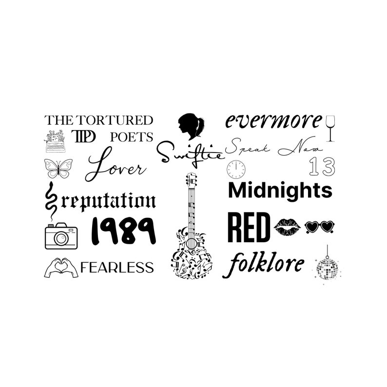 Taylor Swift Albums Titles Icons Symbols Svg, Taylor Png, the Eras Tour ...